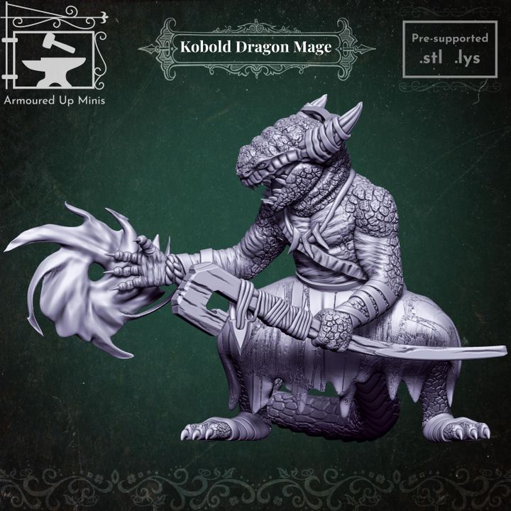 3D Printable Kobold Dragon Mage by Armoured Up Minis